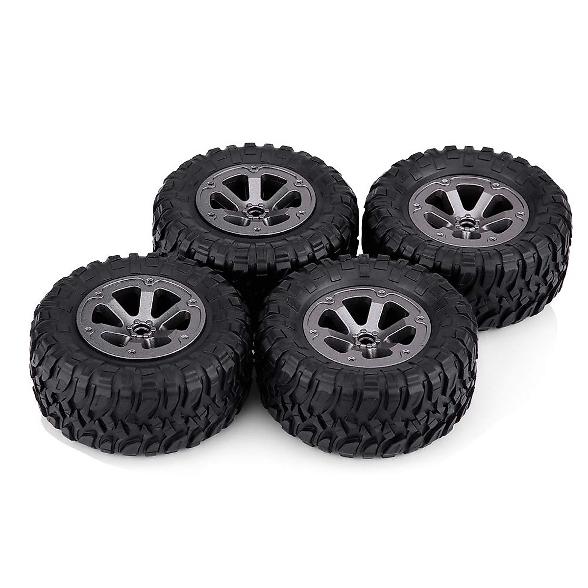 4PCS 1/16 RC Crawler Truck Rubber Tires, Big Grip Remote Control Off Roader Car Sipe Tire 7cm / 2.76inch Diameter