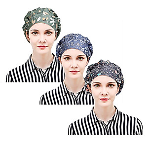DREYOLIFE 3 Piece Bouffant Hats Cotton Sweatband Value Set