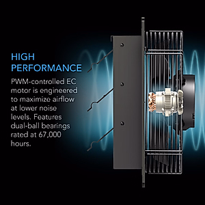 AC Infinity AIRLIFT T14, Shutter Exhaust Fan 14" with WiFi Temperature Humidity Controller, EC-Motor Wall Mount Ventilation and Cooling for Sheds, Attics, Workshops, and Greenhouses
