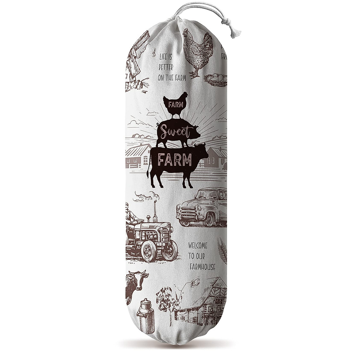 Hglian Farmhouse Plastic Bag Holder Dispenser and Sunflower Grocery shopping bags Storage saver Organizer