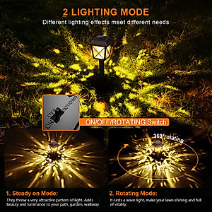 RECHOO Solar Pathway Lights Outdoor 6 Pack, Solar Lights Outdoor Garden Lights with 2 Lighting Mode Waterproof Solar Outdoor Lights Solar Powered Landscape Lighting Pathway Patio Yard Garden Decor