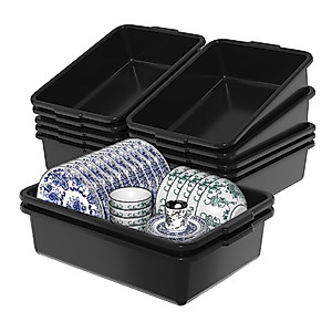 Taysisiter 12 Packs Black Plastic Commercial Bus Tubs, 13 L Plastic Restaurant Dish Washing Box