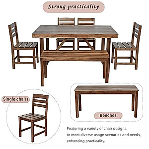 YOPTO Acacia Wood Outdoor Table and Chair Set,Outdoor Dining Sets with 4 Chairs and Bench, 6 Piece Patio Furniture Suitable for Patio,Balcony, Backyard,Natural