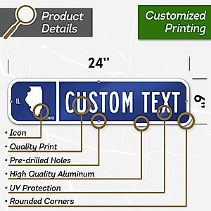 Custom Street Sign, Address Sign, 8 Colors, Reflective Option, Mounting Options, 6x24 Inch, Thick Rust-Free AlumaBond, Made in USA By My Sign Center (US State)