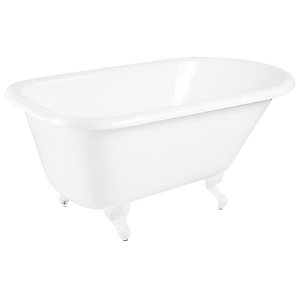 Signature Hardware 307195 Miya 54" Cast Iron Soaking Clawfoot Tub with Pre-Drilled Overflow Hole - White/White Feet