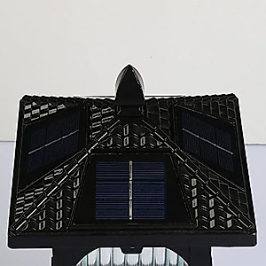 speesy Solar Personality Black Stigma Column Post Light Fixture,Outdoor Waterproof Garden Light Fixture,Die Cast Aluminum Square Lawn Pillar Lamp,Villa Garden Path Column Lamp