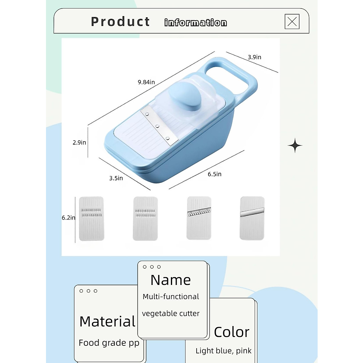 ZCYJHOT Multifunctional Vegetable Chopper, Mandoline Slicer for Kitchen, Vegetable Slicer and Cutter, Kitchen Gadgets Sets with Container (Blue)