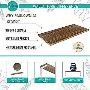 Wallniture Nola Set of 10 Bookshelf Floating Shelves for Wall Storage,Wall Shelf for Living Room, Bedroom, Office, Burnt Finish White Bracket