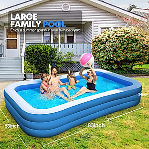 Paddling Pool, Inflatable Pool, Large Family Pool, Rectangular Paddling Pool for The Garden and Outdoor Use
