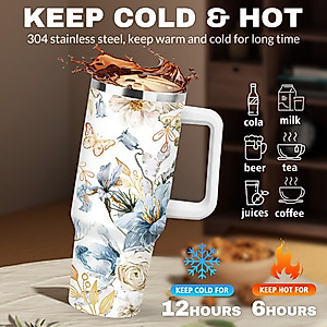 BMYDIY Personalized Mothers Day Birthday Gift for Mom, Customizable 40 Oz Tumbler with Handle Leak-proof Lid and Straw, Custom Extra Large Stainless Steel Insulated Cup/Coffee Mug/Travel Mug with Name