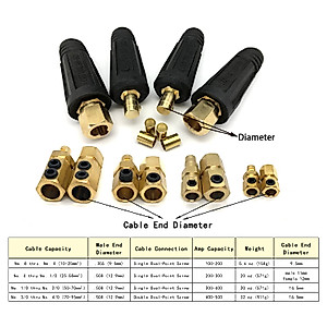KINGQ Welding Cable Joint Quick Connector Pair DINSE-Style 100Amp-200Amp (#6-#4) 16-25 SQ-MM 2-set