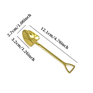 Honbay 4PCS Stainless Steel Shovel Shape Coffee Ice Cream Dessert Spoons for Home and Party (gold)