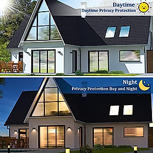 Sun Blocking Window Privcy Film Privacy Day and Night Anti UV Heat Control Window Tint for Home Mirror Reflective Static Cling Non-Adhesive Window Sticker（17.5 x 78.7 Inch）