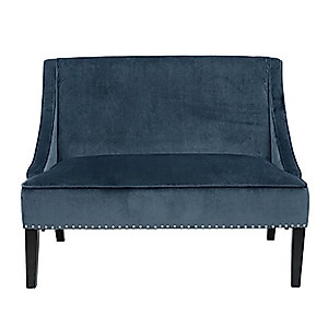 Madison Park Avalon Swoop Arm Settee Blue/Brown See Below, MP106-0383