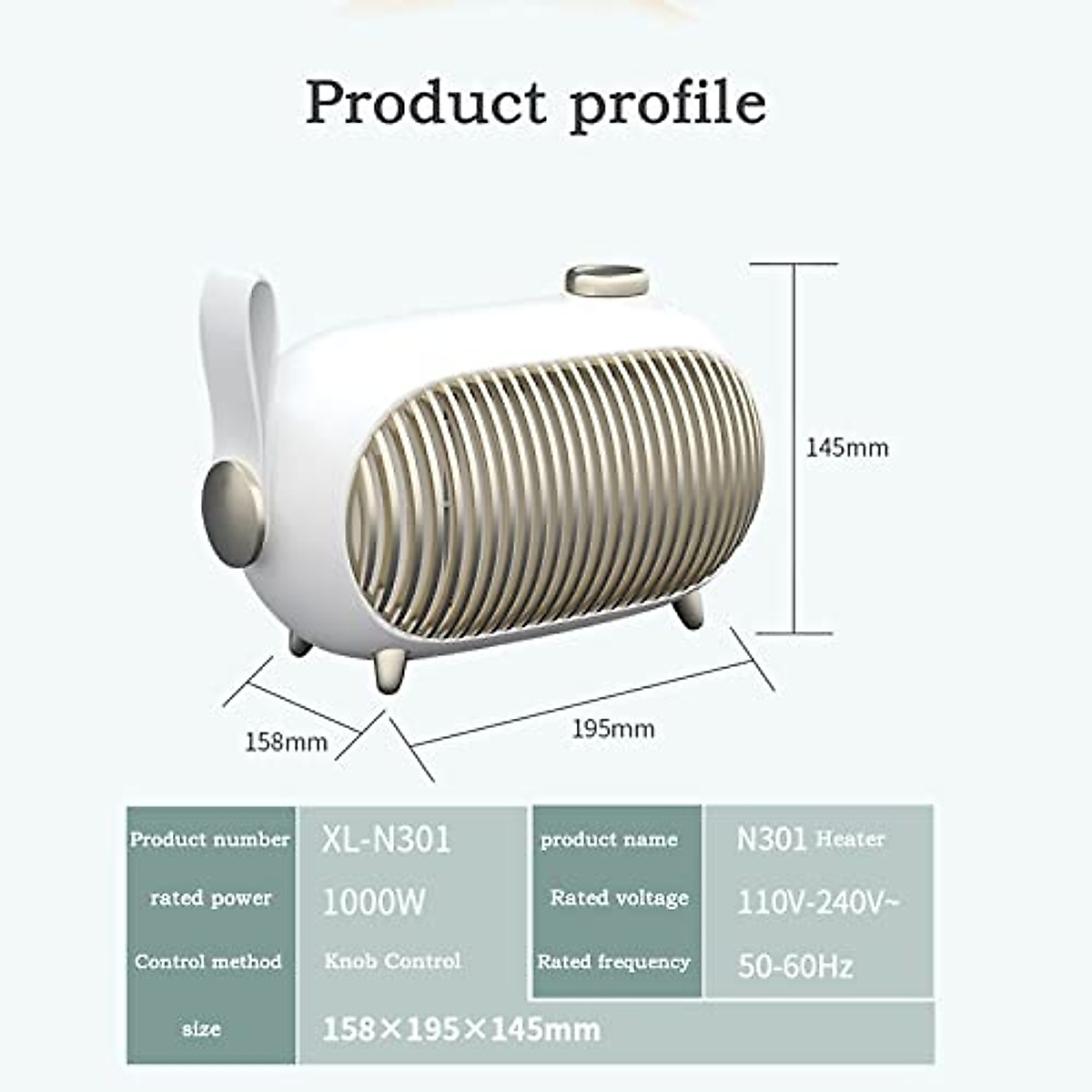 Outdoor Garden Heater Space Heater Mini Electric Space Heater Small PTC Ceramic Heater with Tip-Over And Overheat Protection Space Heaters Patio Heater (Color : Gold)