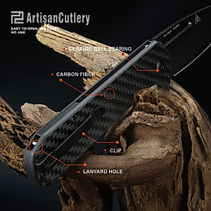 ARTISANCUTLERY Folding Knife ARION (1843P) AR-RPM9 Powder Steel Black PVD Coating Blade Carbon Fiber Handle Pocket Knife EDC Knife Christian Ortiz Designer Knives