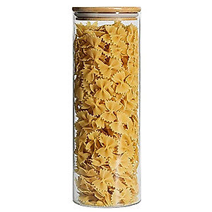 Cestari Pasta Storage Jars: Spaghetti Container Glass Pasta Jar with Bamboo Lid, Airtight Dry Food Storage Kitchen Canister for Pasta, Spaghetti, Macaroni, Rotini, Noodles, Candy, and More