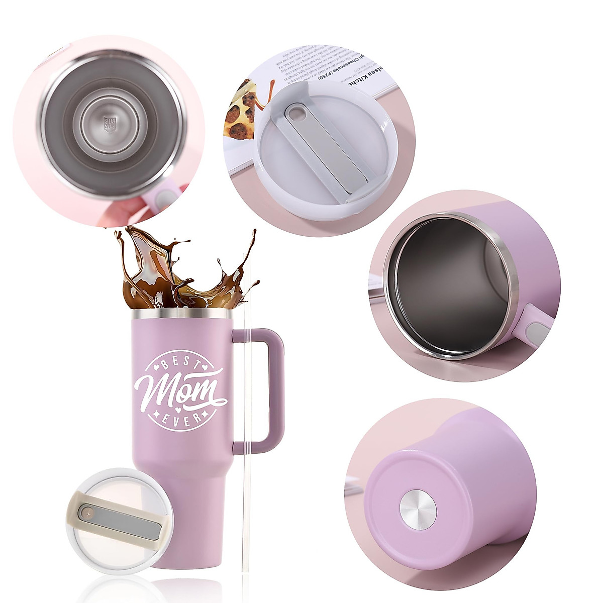 CHONG SHENG Best Mom Ever 40OZ Coffee Tumbler - Gifts for Mom from Daughter for Mother's Day, Christmas, Birthday gIfts Idea for Mama