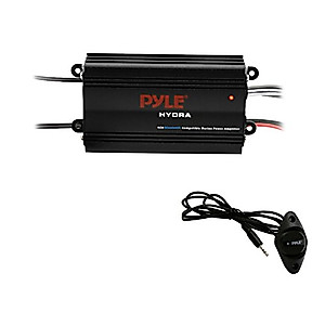 Pyle Auto 4-Channel Marine Amplifier - 200 Watt RMS 4 OHM Full Range Stereo with Wireless Bluetooth & Powerful Prime Speaker - High Crossover HD Music Audio Multi Channel System PLMRMB4CB,Black