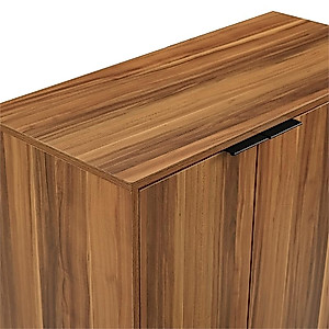 Walker Edison Mid-Century Modern Wood Kitchen Buffet Sideboard-Entryway Serving Storage Cabinet Doors-Dining Room Console, 34 Inch, Brown