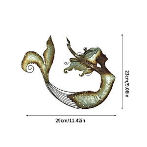 Mermaid Decor Metal Wall Art,Home Decor Mermaid Wall Sculpture Hanging Coastal Wall Decor for Home Garden Indoors Outdoors,Swimming Mermaid Specialties Distressed Handmade Creative Craft Panels