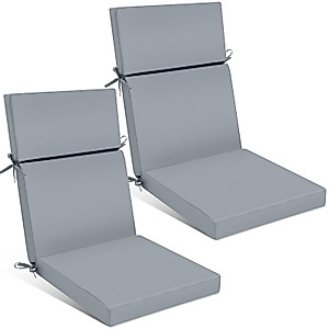 Chitidr 2 Pack Outdoor High Back Chair Cushion, 44 x 20 inches Patio Chair Cushions Waterproof Rocking Chair Cushions Indoor Furniture Seat Pad, Weather Resistant(Light Gray,2)