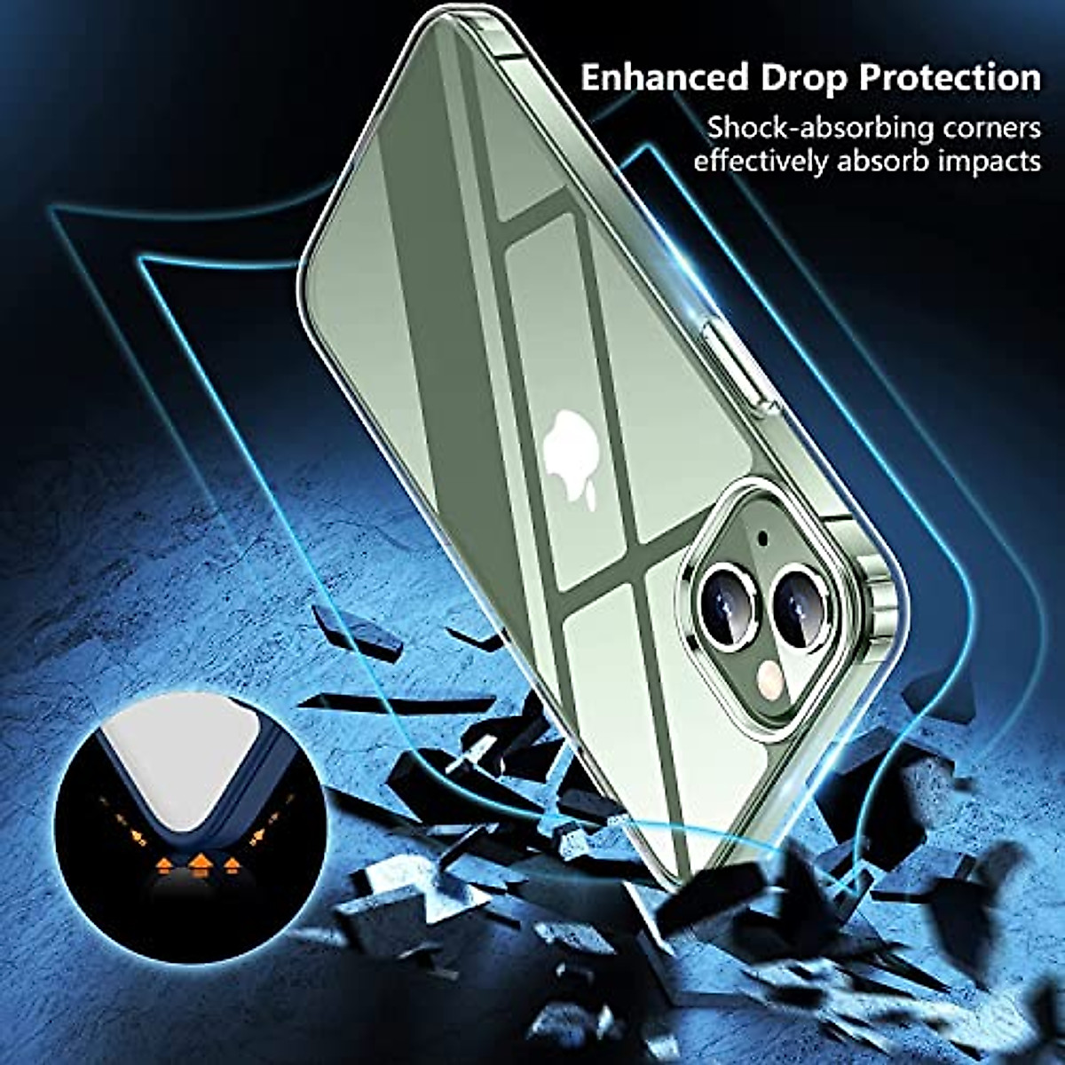 SPIDERCASE Designed for iPhone 13 Case/iPhone 14 Case, [Crystal Clear Not Yellowing][with 2 Pcs Tempered Glass Screen Protectors] Slim Thin Case for iPhone 13/14 (Clear)