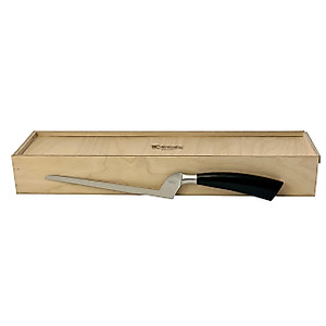 Coltelleria Saladini Stainless Steel 3-Piece Soft Cheese Knife 7-Inch, Parmesan Knife 4-Inch, Semi-hard Cheese Knife 5.5-Inch Set with Buffalo Horn Handle