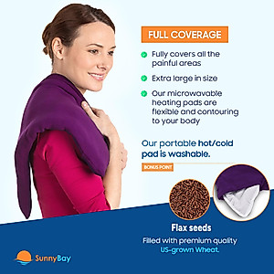 SunnyBay Extra Large Microwave Heating Pad, Microwavable Heavy Weighted Full Body Moist Cold Pack and Washable Fleece Cover, 10x24 Inches, FSA HSA Eligible, 4 lbs, Purple