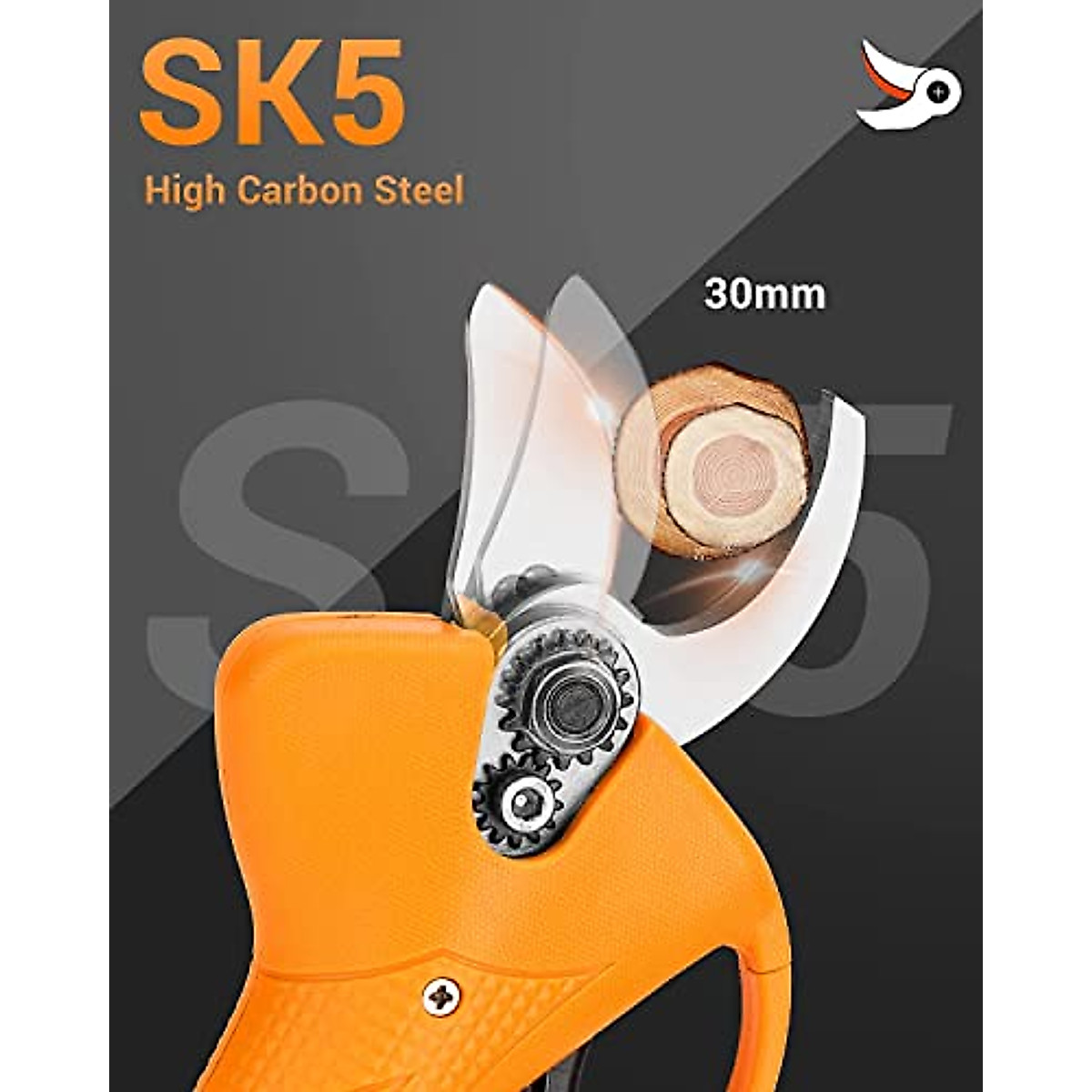 Adedad Electric Pruning Shears with 2 Pcs Rechargeable Lithium Batteries, Cordless Pruner Tree Branch Scissors with Brushless Motor, 30mm Cutting Diameter