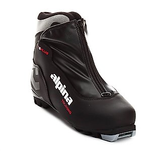 Alpina T5 Plus Cross-Country Nordic Touring Ski Boots with Zippered Lace Cover, Black, 43