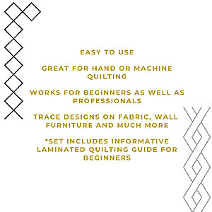Quilting Stencils for Machine and Hand Quilting - 2 Quilting Stencils for Border Patterns - Diamond Border, Lattice Border Plastic Quilt Stencil Set with Guide