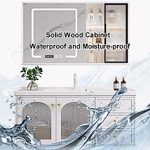 Wall Mounted Bathroom Vanity with Sink Combo,Bathroom Vanity Set with Basin & Storage Cabinet ,Bath Cabinet with Ceramic Sink Including Pull-out Faucet, Mirror Cabinet ( Size : 81x50x53cm/31.9x19.7x20