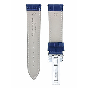 Ewatchparts 22MM LEATHER WATCH STRAP BAND COMPATIBLE WITH IWC PILOT PORTUGUESE + DEPLOYMENT CLASP BLUE