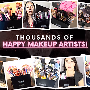 Acrylic Makeup Brush Holder by N2 - Black Makeup Brush Organizer for Vanity - Make up Brush Holder Organizer for Brushes, Pencils, Mascara & Lipstick - Large Brush Holder Makeup Organizer (6 Slots)