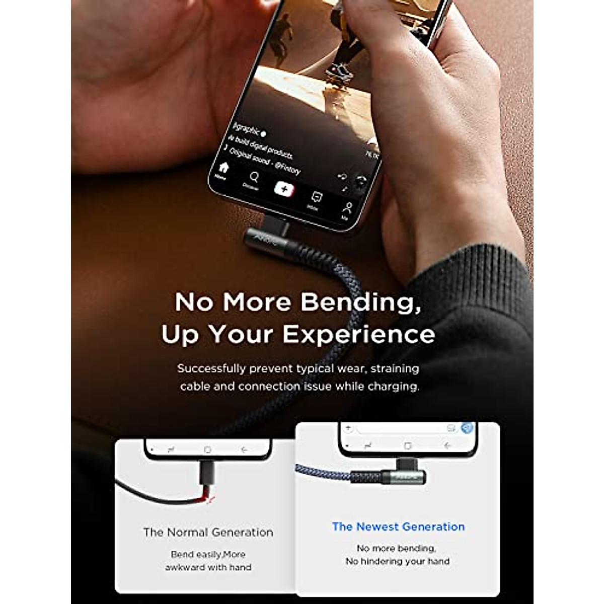 USB C to USB C Cable 60W 2-Pack 6.6ft AINOPE Type C to Type C Cable Fast Charging Cable Charger Right Angle Compatible With Samsung S23 S22 S21 Note 20 Ultra, iPad Pro 12.9 Air Mini Macbook Air, Pixel