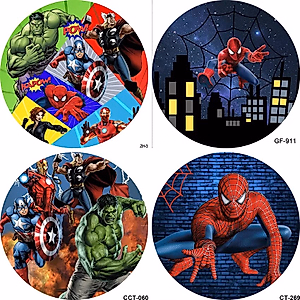 Generic MARVEL Spiderman Iron Man Hulk Banner Round Backgrounds Cloth Party Circle Backdrop for Kids Birthday Party Decoration Covers MARVEL/Spray Painted/Sichuan/Polyester & Thin vinyl/photo backgrou