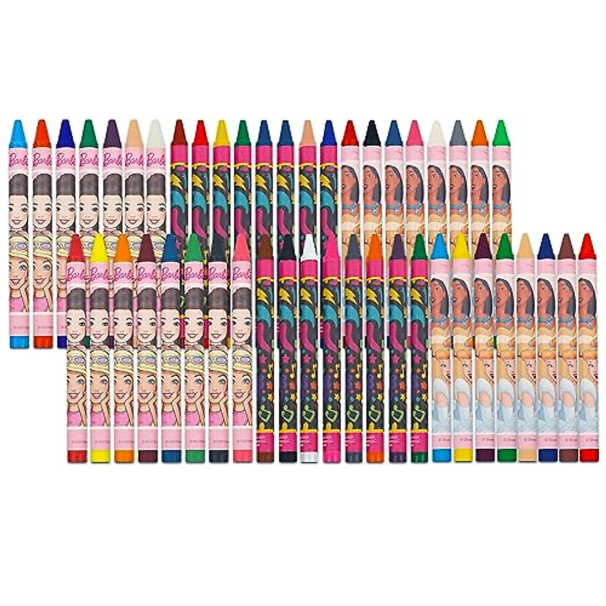 Bulk Crayons for Girls Ages 4-8 Set - Bundle with 48 Crayons for Toddlers Featuring Barbie, Trolls, and Disney Princesses for Party Favors, Restaurants, Goodie Bags, More | Princess Crayons for Girls
