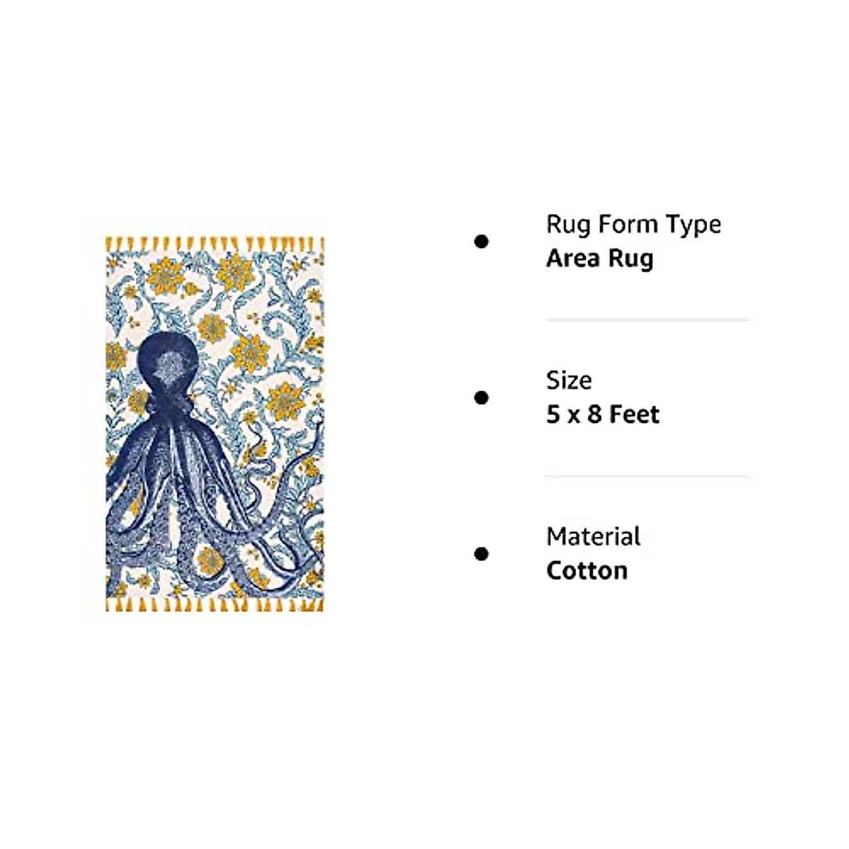 nuLOOM Thomas Paul Printed Flatweave Cotton Giant Octopus Area Rug, 5' x 8', Multi