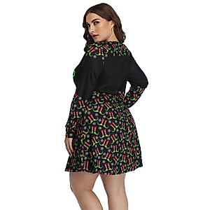 HDE Womens Plus Size Party Dress Ugly Christmas Long Sleeve Skater Dress Elfed Up - 2X