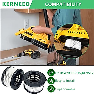 DC5151H HEPA Filter Replacement Compatible with DEWALT DC515 DCV517 Wet Dry Vacuum, 2 Pcs