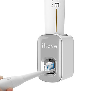 iHave Toothpaste Dispenser Wall Mount for Bathroom Automatic Toothpaste Squeezer (Grey)