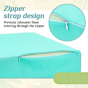 Batiyeer 8 Pcs Outdoor Cushion Slipcovers Patio Chair Cushion Covers Replacement Waterproof Square Outdoor Seat (Solid Teal Style,20 x 20 x 4 Inch)