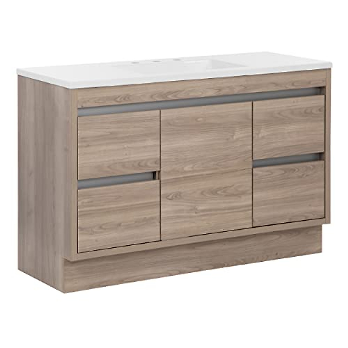 Spring Mill Cabinets D48V40264 Tarni Single Bathroom Vanity with 4 Drawers, Cabinet, and White Sink Top, Forest Elm