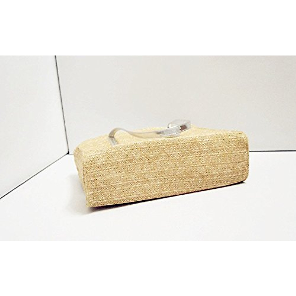 HOXIS Holiday Beach Straw Faux Leather Handle Tote Womens Shoulder Handbag (Silver)