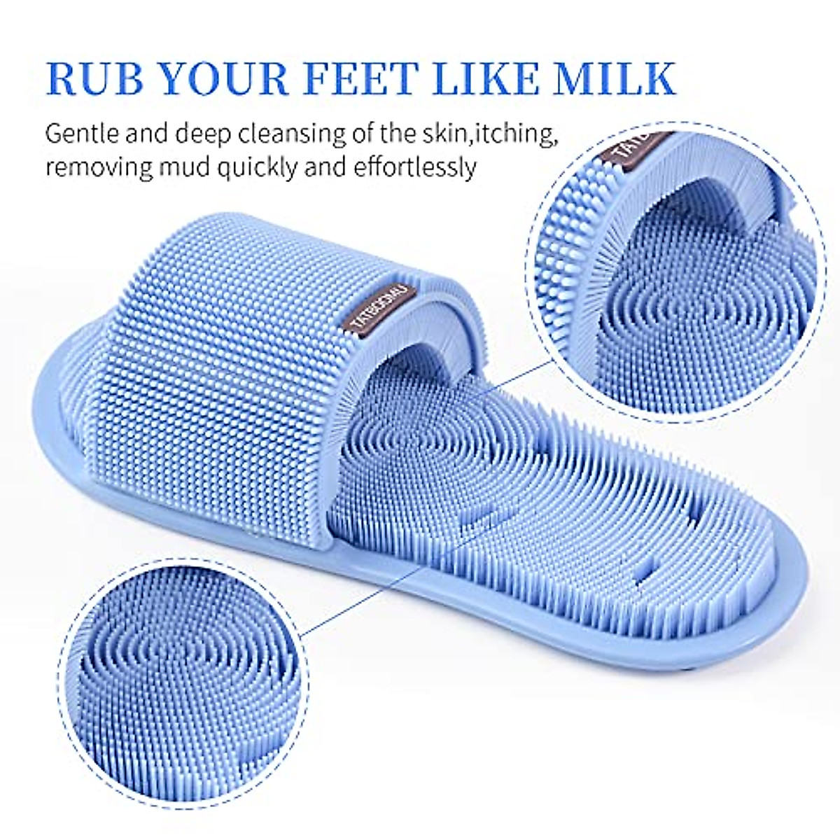 TATBOOMU Shower Foot Scrubber,Soft Silicone Bristles with Non-Slip Suction Cups - Cleans,Smooths,Exfoliates & Massages Your Feet Without Bending,Improve Circulation & Soothes Tired Feet (1PCS Blue)