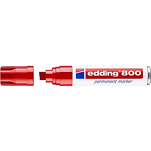 edding 800 permanent marker - red - 1 pen - chisel nib 4-12 mm - for bold markings - waterproof, quick-drying, smear-proof pens - for cardboard, plastic, wood, metal, glass and fabric