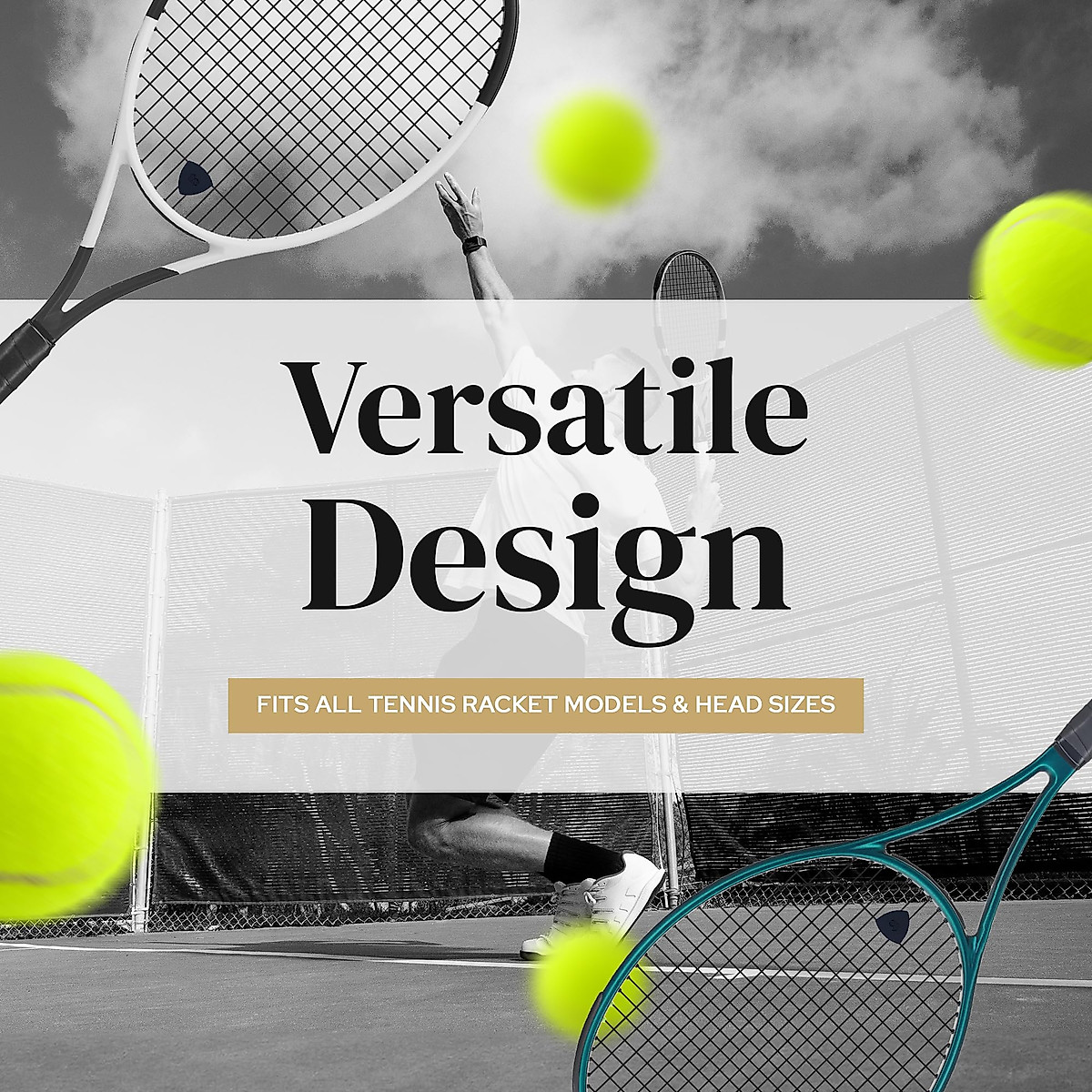 TennisCompanion - Tennis Dampener for Racket, Tennis Shock Absorber, Tennis Vibration Dampeners for Improved Feel and Enhanced Sound, 4-Pack Tennis Dampener, Black