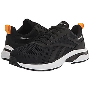 Amazon Essentials by Reebok Women's All Day Comfort Slip-Resistant Alloy-Toe Safety Athletic Work Shoe, Black/Gold/White, 8.5