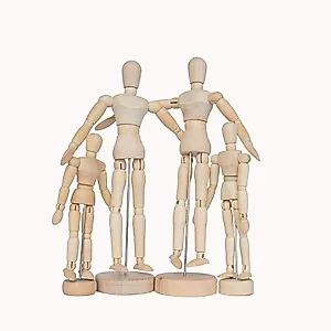DOGNNAK 4 Pack Family Portrait Family of Four, Daddy Mommy Sister Brother Articulated Wooden Mannequin